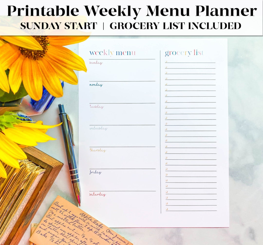 Printable Weekly Menu Plan | Menu Planner Printable | Meal Planner ...