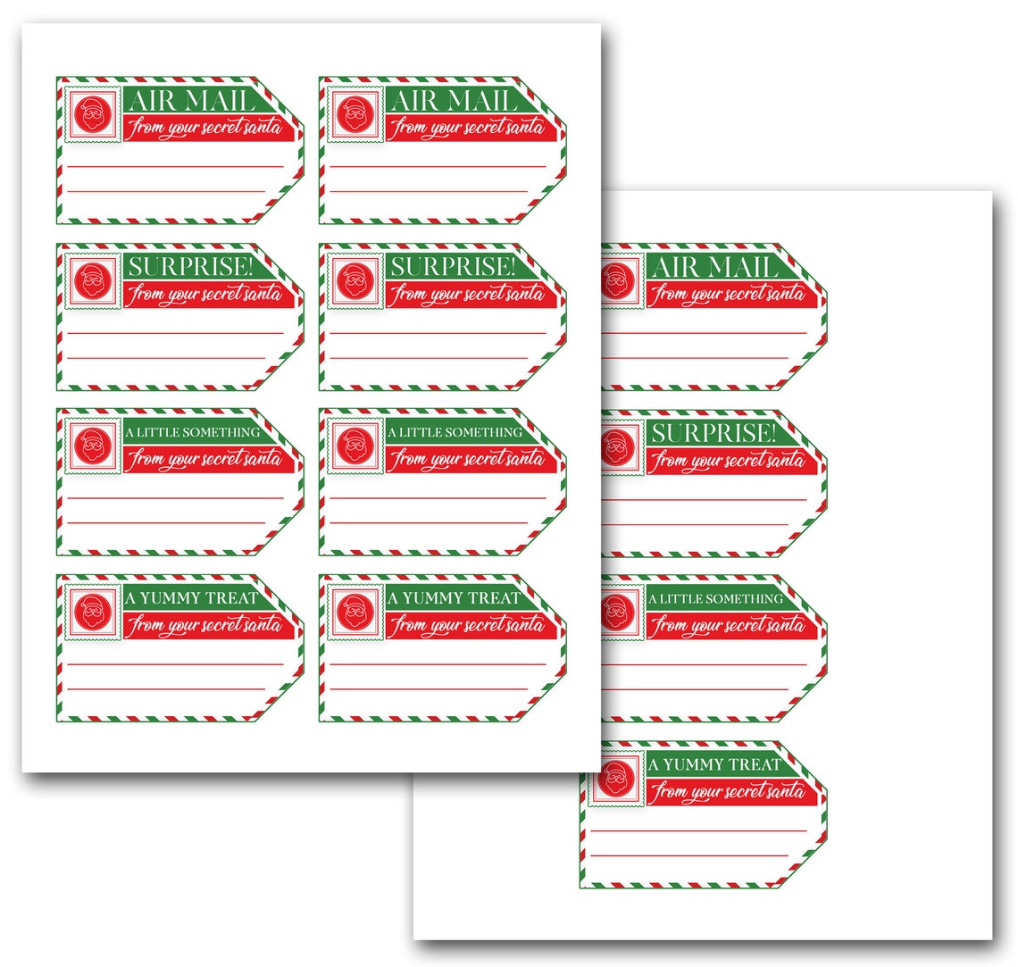 Printable Secret Santa Christmas Gift Tags Printable Gift Tags Holiday ...