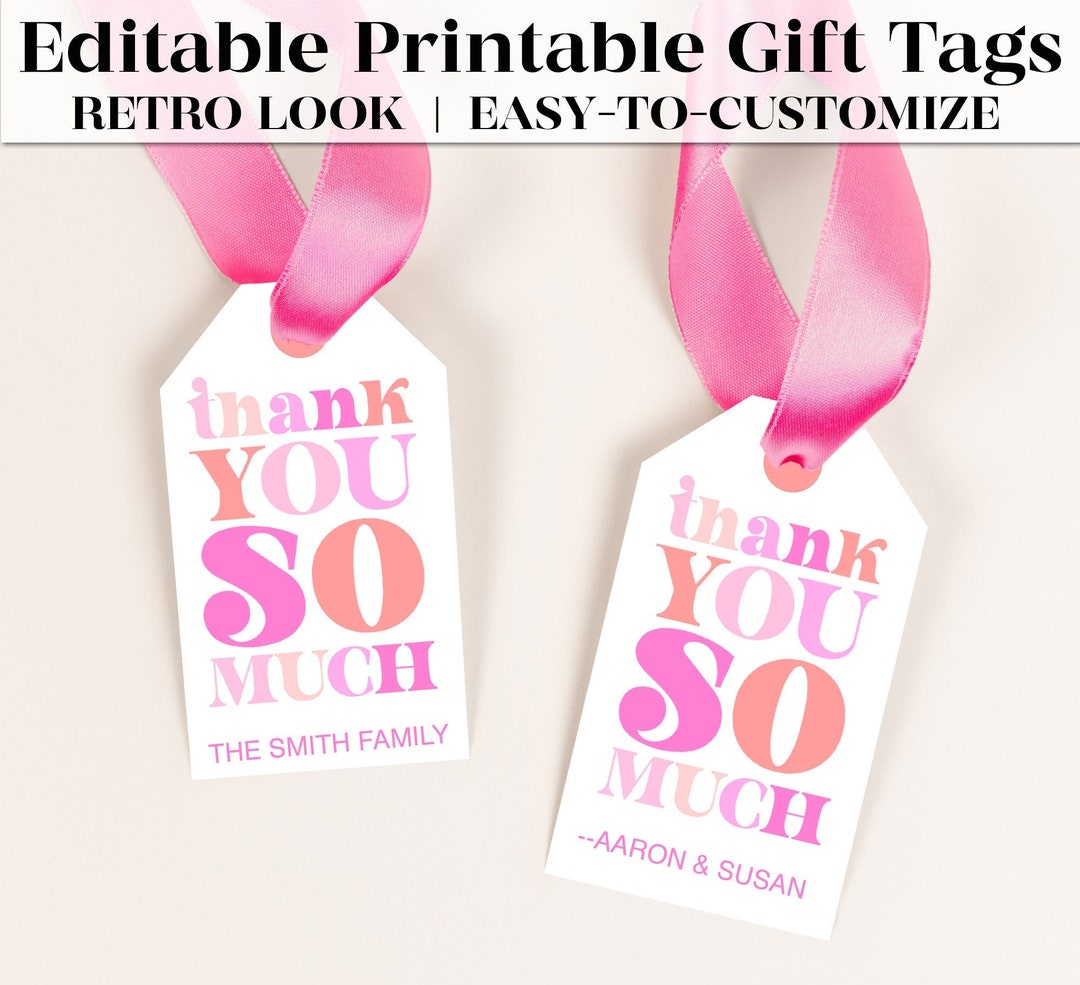 Printable Thank You Tags | Editable Template | Fun Vintage Pinks and ...