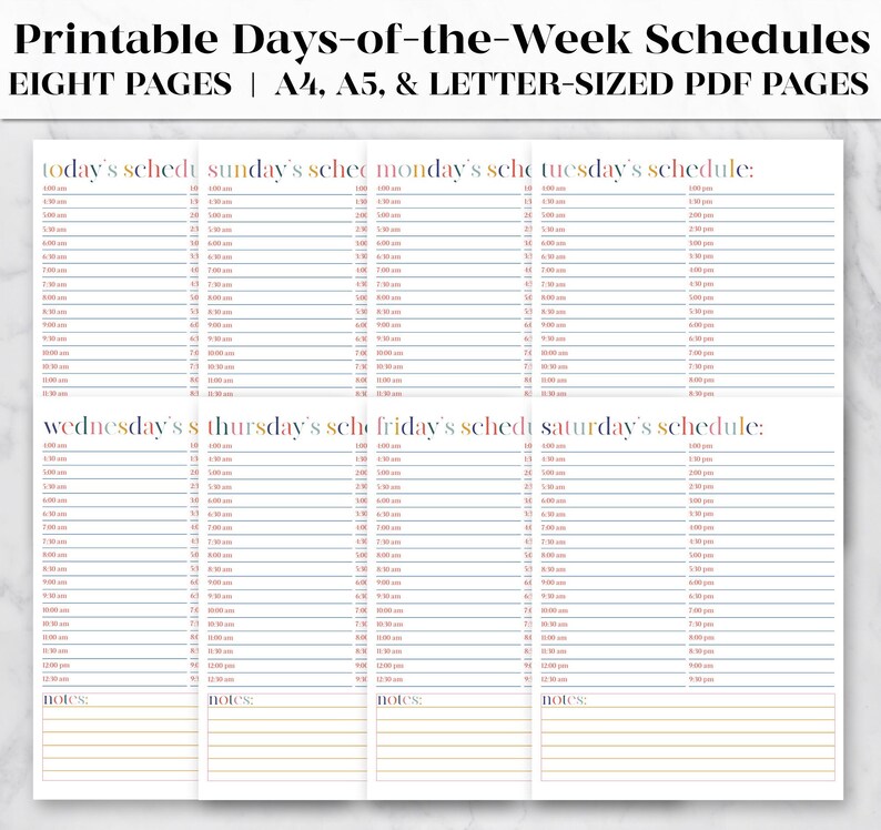 Printable Daily Planner | Days of the Week Blank Calendar Printables ...