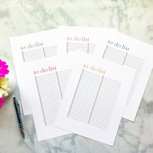 Printable to Do List in 5 Color Options | To-do List | Checklist ...