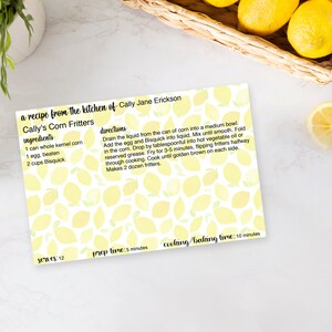 Editable & Printable Recipe Cards With Watercolor Lemon Design ...