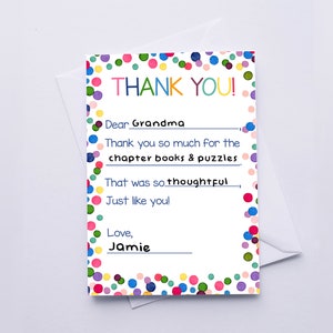 Fill-in-the-blank Thank You Cards Printable for Kids | Thank You Notes ...