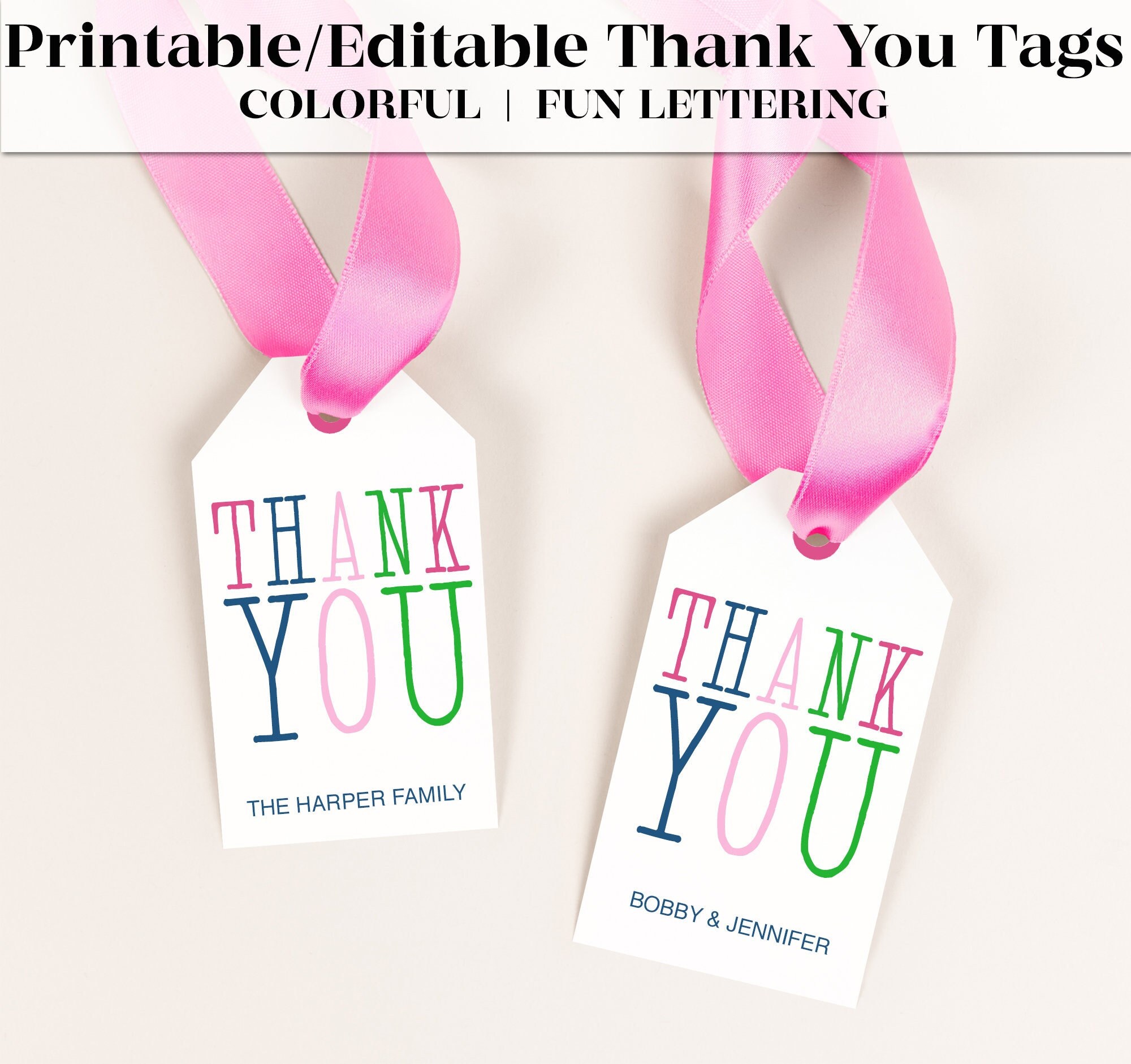 Printable Thank You Tags - EDITABLE! Colorful and Fun Printable Gift ...