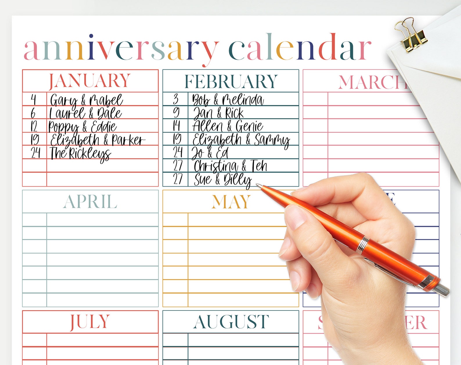 Printable Perpetual Anniversary Calendar | Digital Download | Perpetual ...