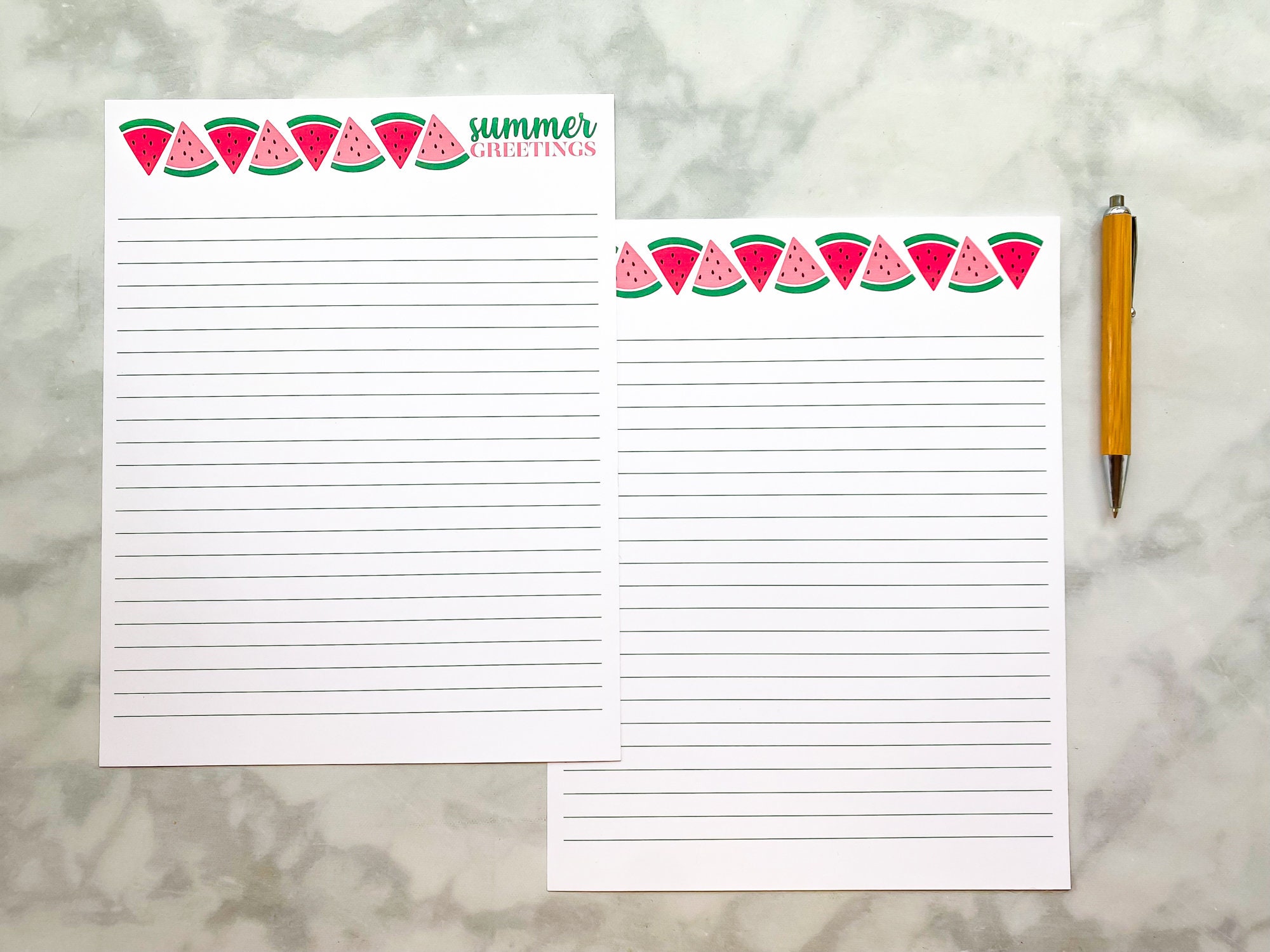 Watermelon Lined Stationery Printables | Summer Stationery | Printable ...
