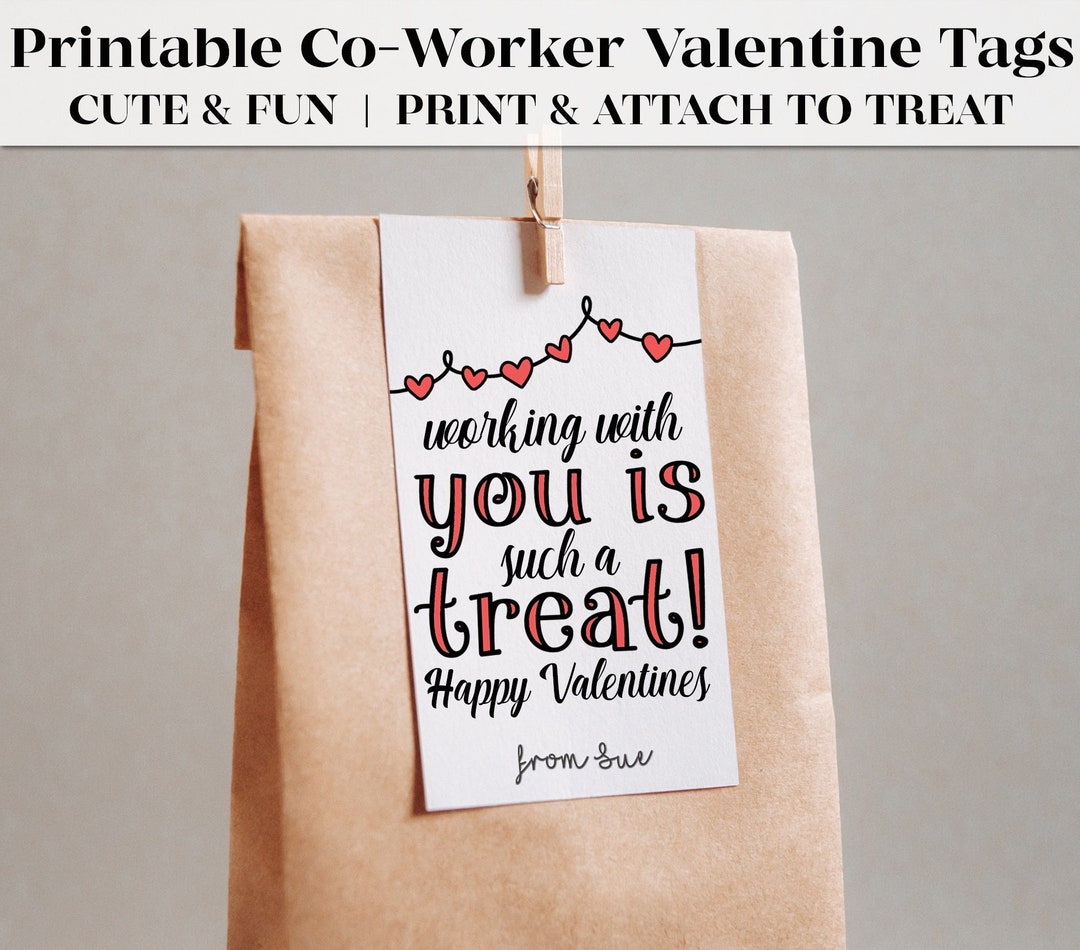 Printable Coworker Valentine Tags | Valentine Tags | Instant Download ...