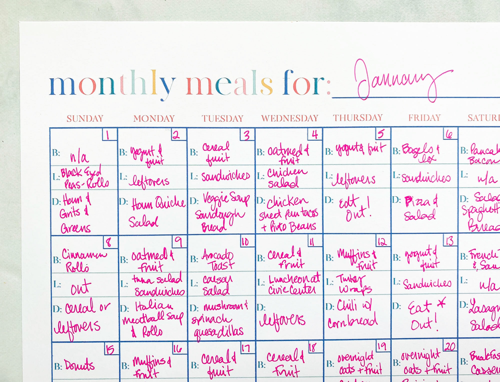 Printable Monthly Meal Planner and Grocery List Menu Planner Shopping ...