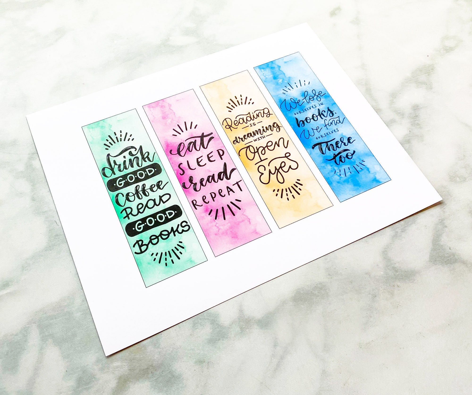Printable Bookmarks | Book Lover Gift | Printable Bookmark Set With ...
