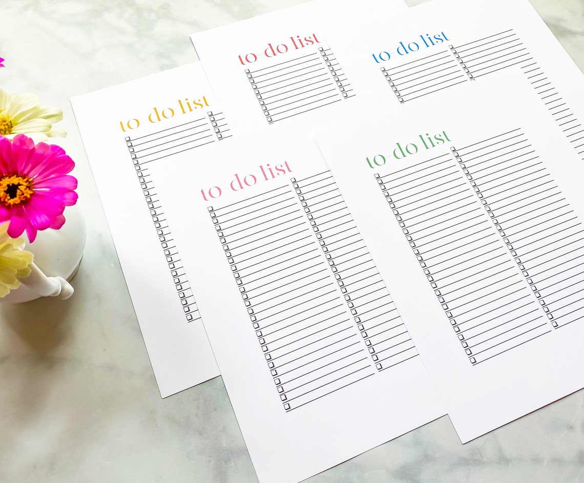 Printable to Do List in 5 Color Options | To-do List | Checklist ...