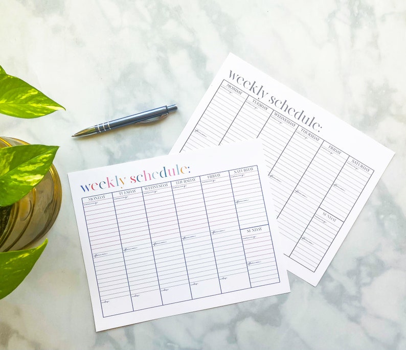 Weekly Schedule Printable | Blank Calendar | Calendar Planner | Desk ...