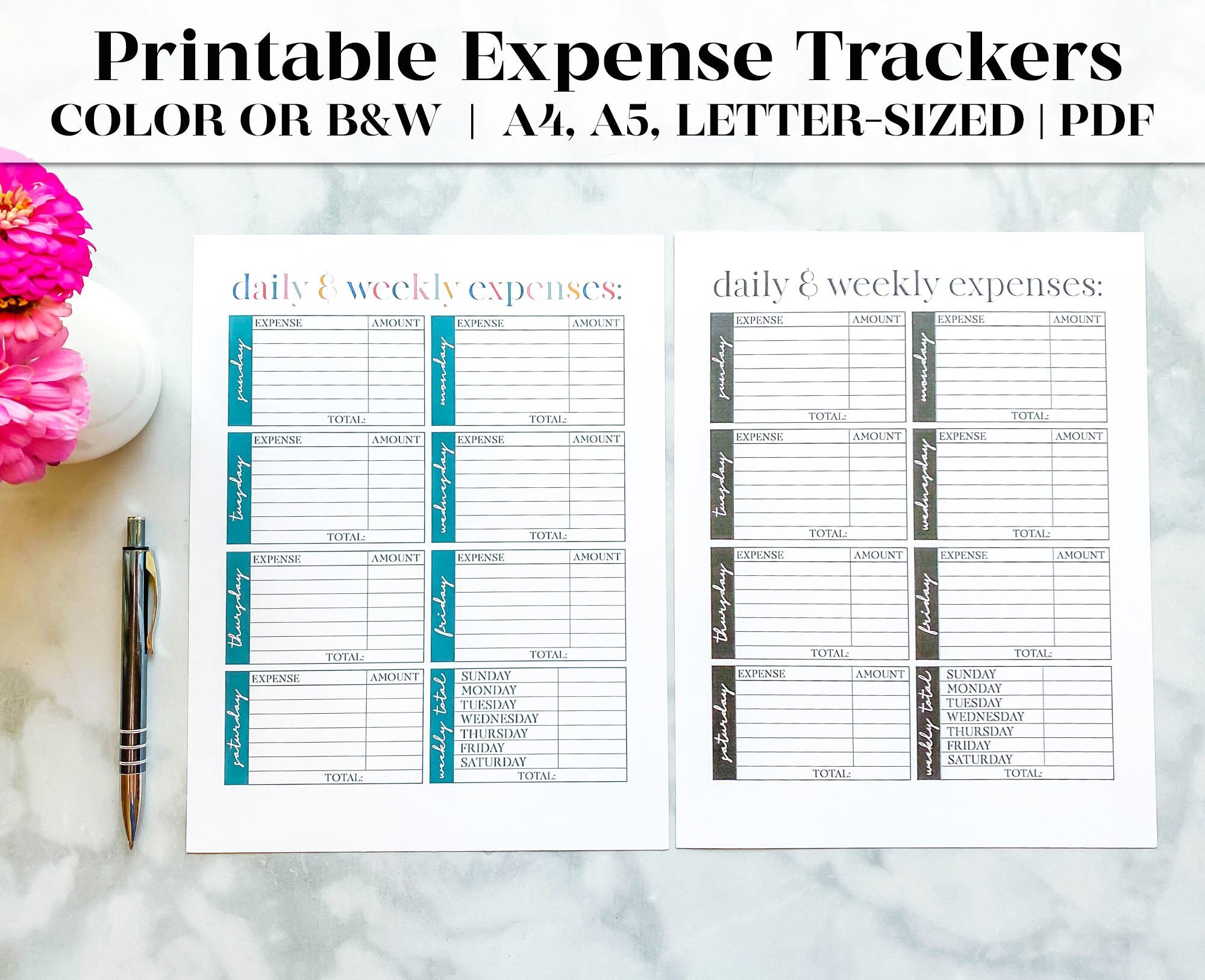 Daily/weekly Expense Tracker Printable | Finance Tracker | Expense ...