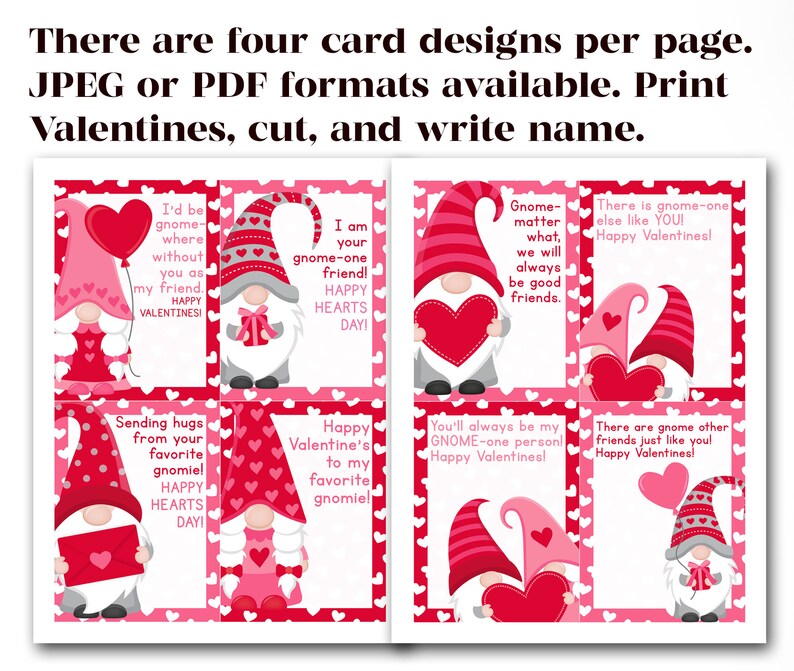 Printable Gnome Class Valentines | Valentine Gnome | Classroom ...