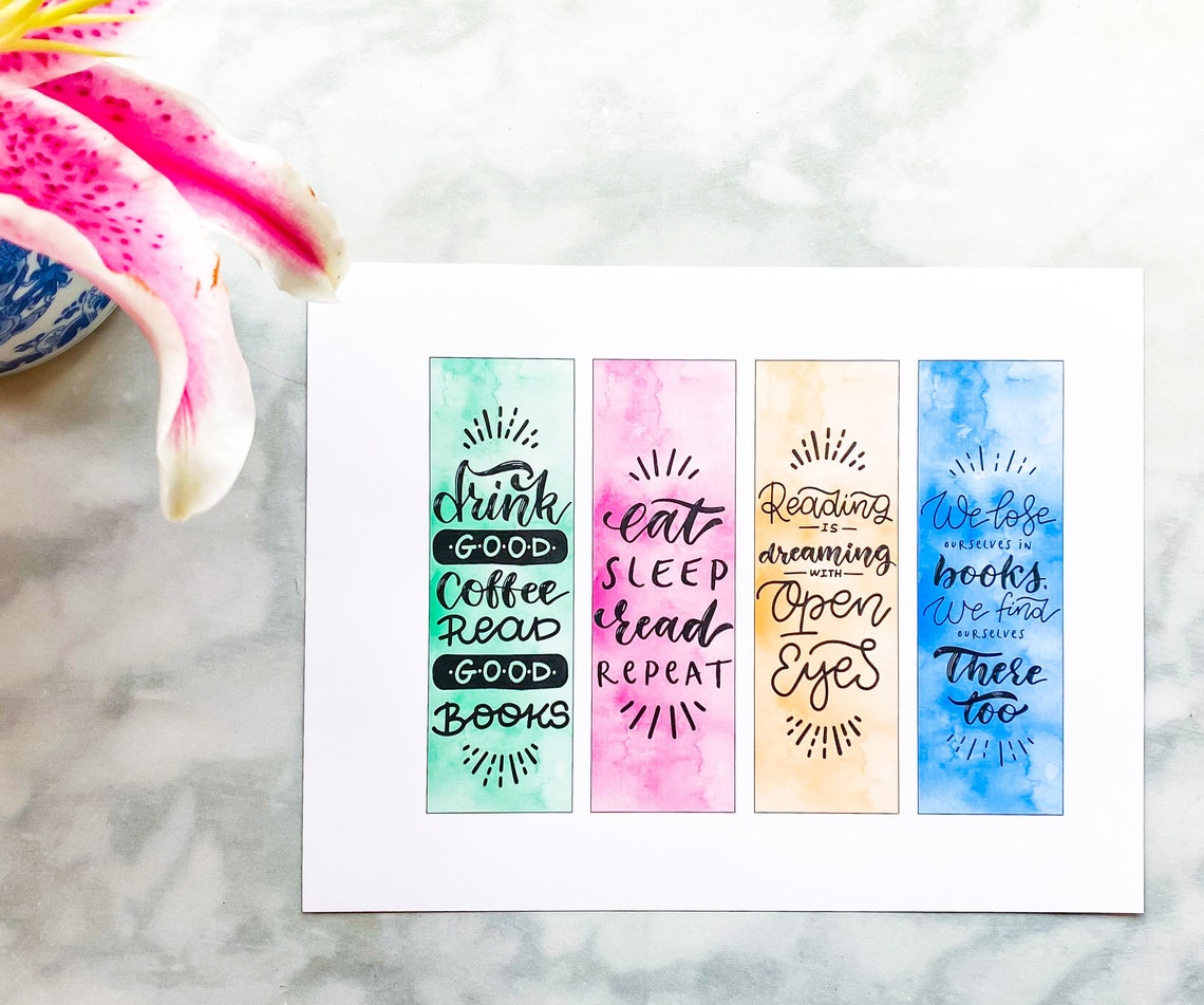 Printable Bookmarks | Book Lover Gift | Printable Bookmark Set With ...