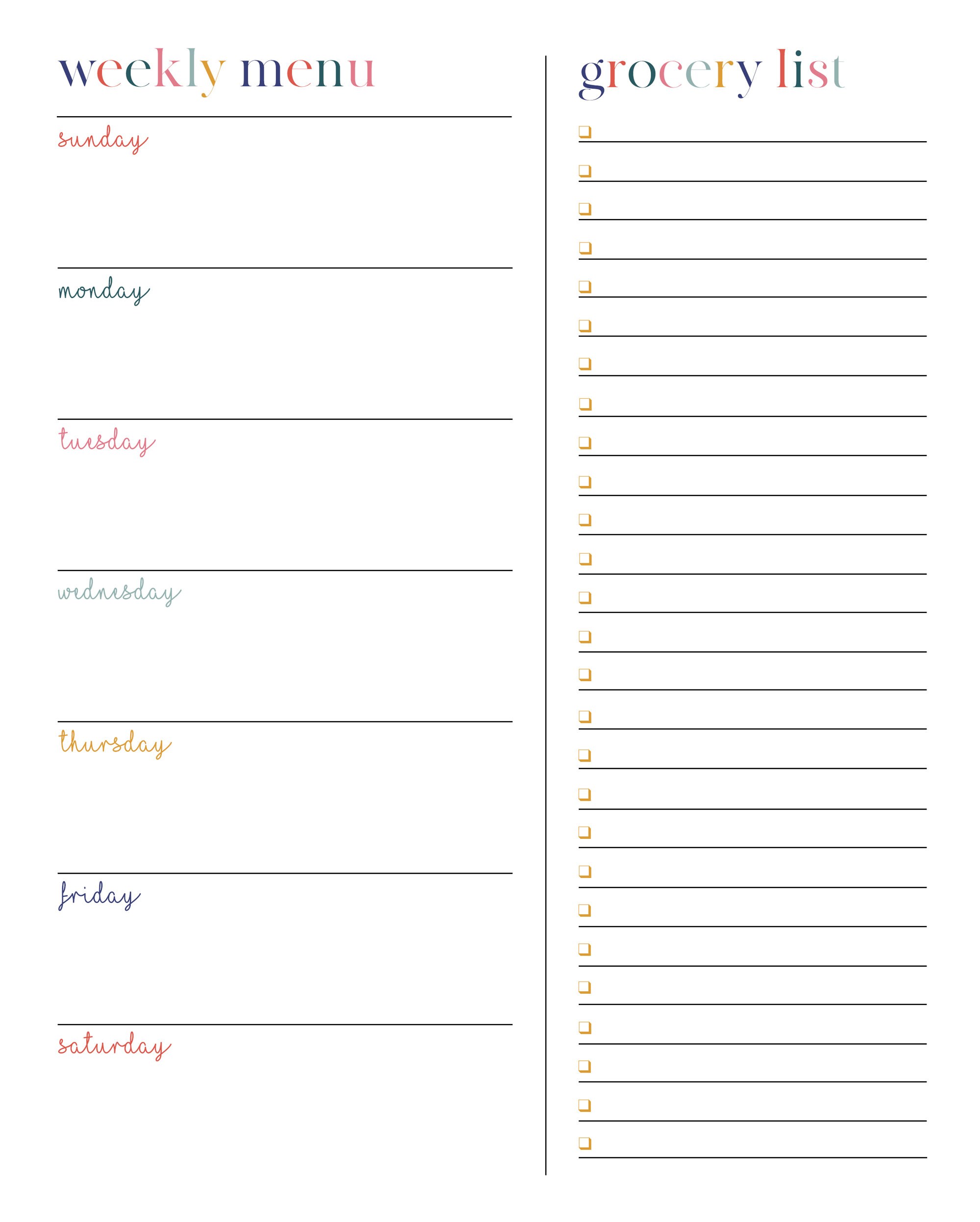 Printable Weekly Menu Plan | Menu Planner Printable | Meal Planner ...
