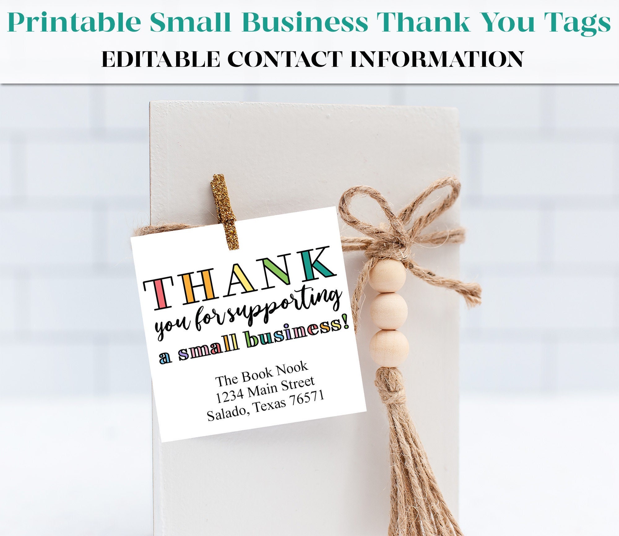 Printable Thank You Tags for Small Businesses | Editable Template ...