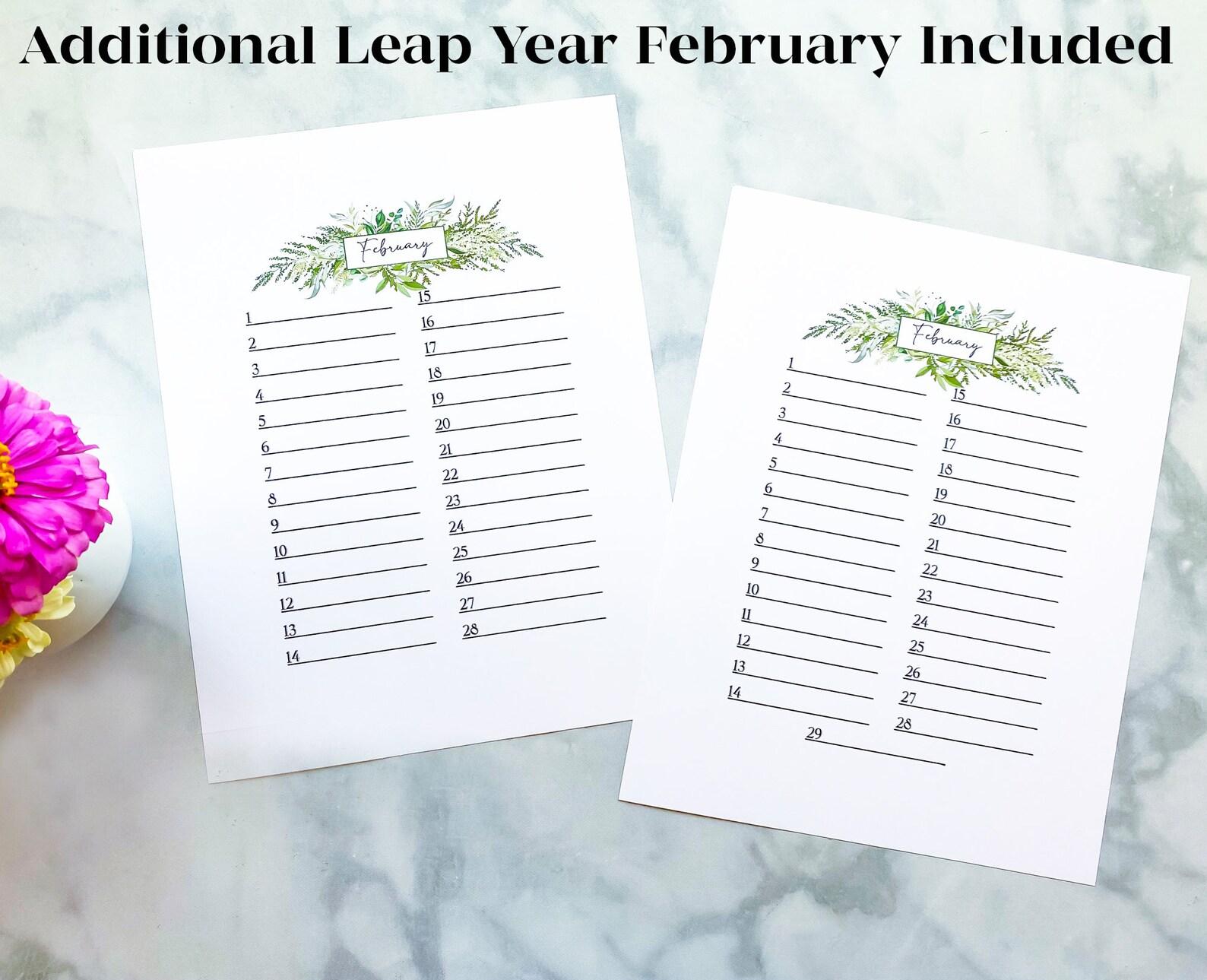 Printable Watercolor Botanical Perpetual Calendar Desk Calendar Undated ...