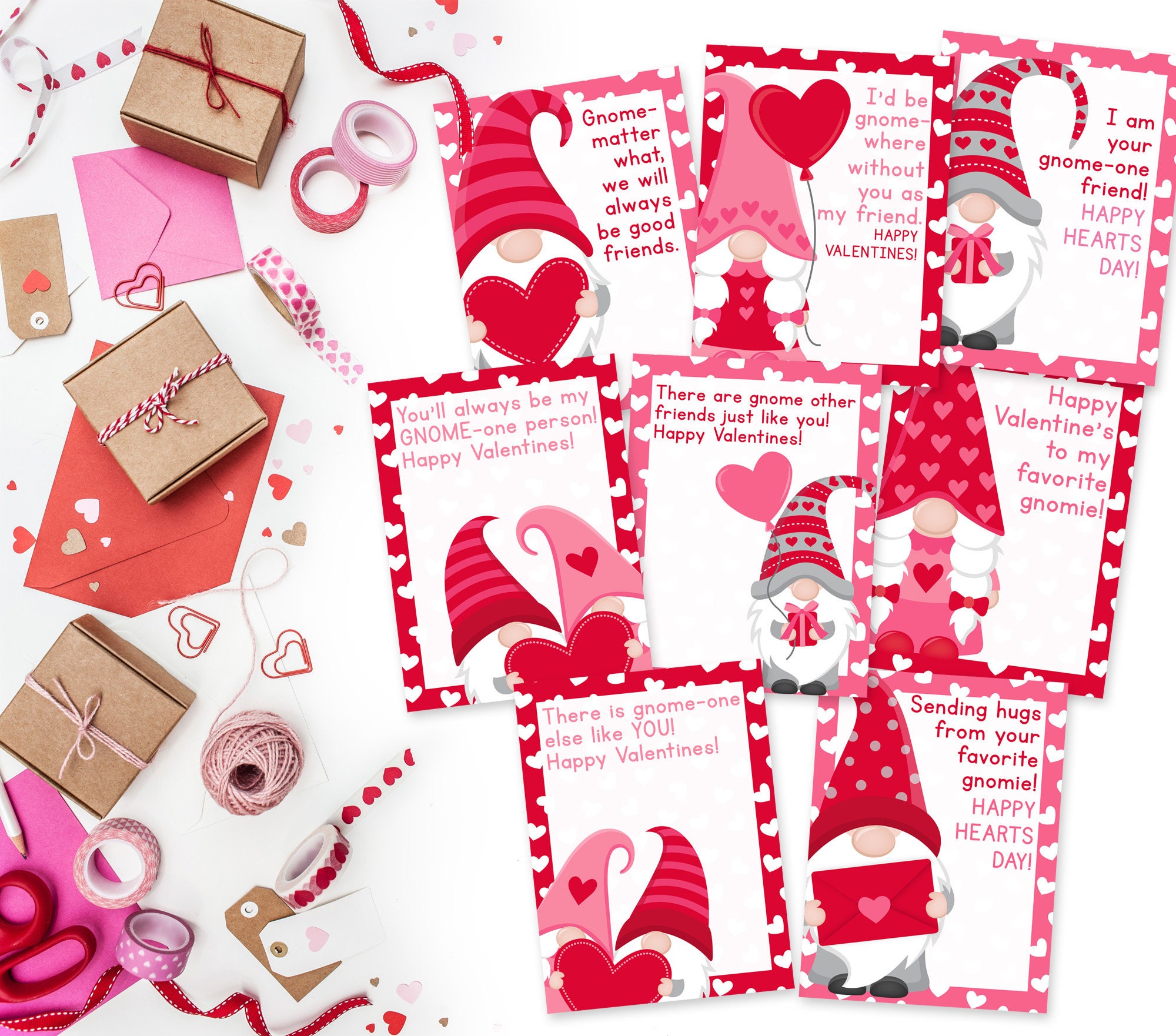 Printable Gnome Class Valentines Valentine Gnome Classroom Valentines ...