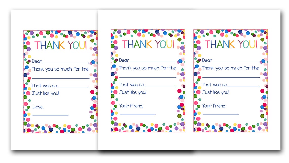 Fill-in-the-blank Thank You Cards Printable for Kids | Thank You Notes ...