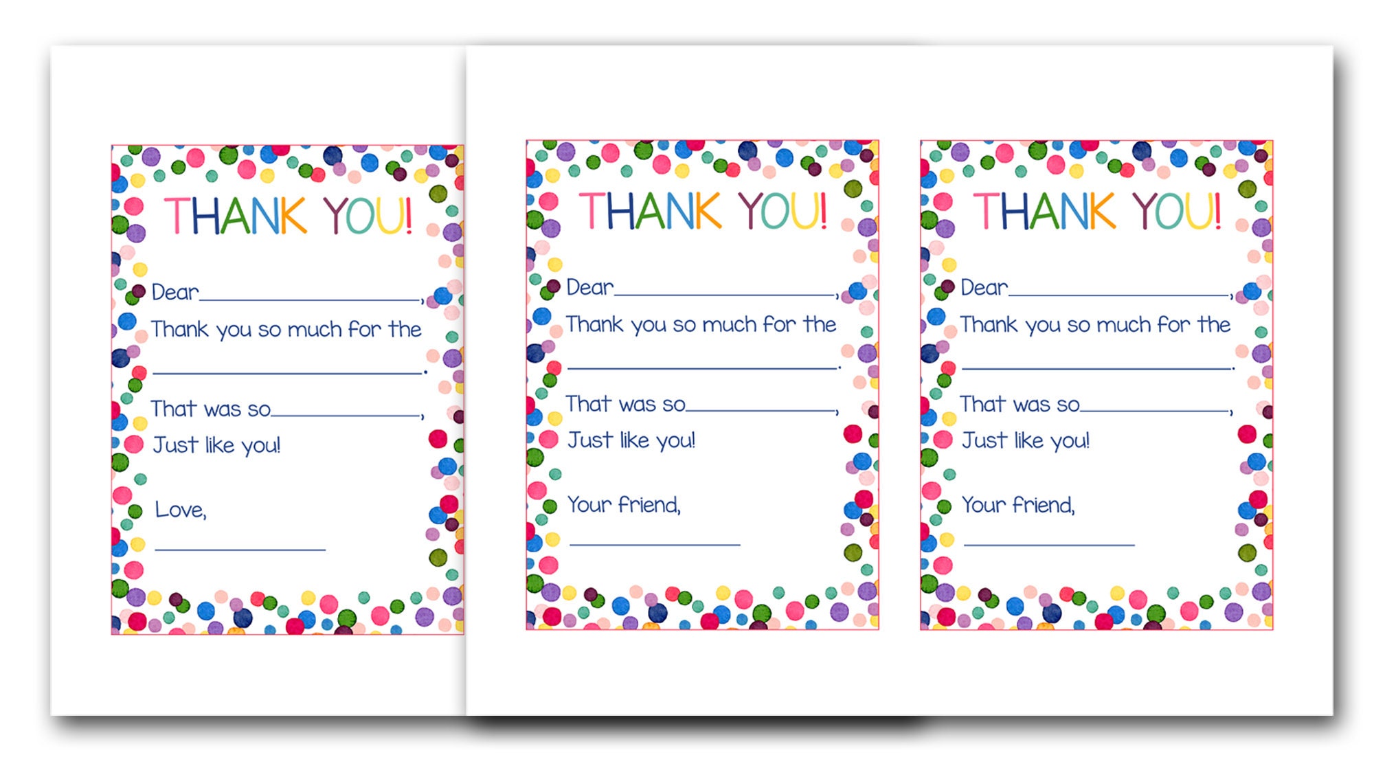 Fill-in-the-blank Thank You Cards Printable for Kids | Thank You Notes ...