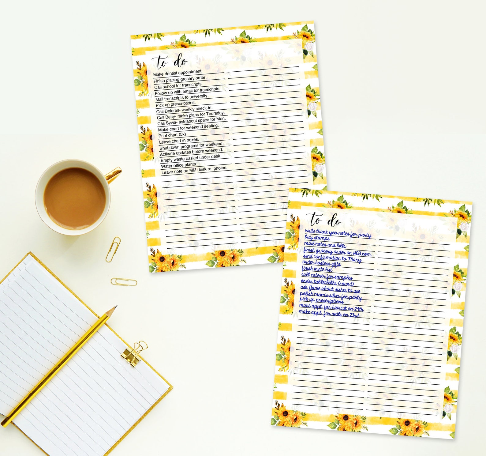 Editable and Printable to Do List With Sunflower Design | Digital ...