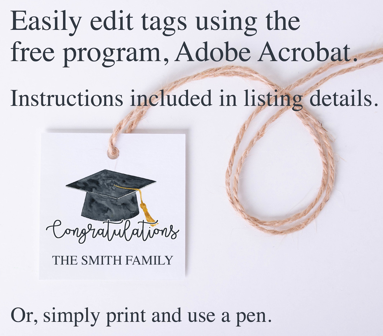 Printable Congratulations Graduation Tags | Editable | CONGRATS Gift ...