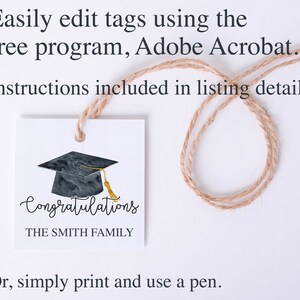 Printable Congratulations Graduation Tags | Editable | CONGRATS Gift ...