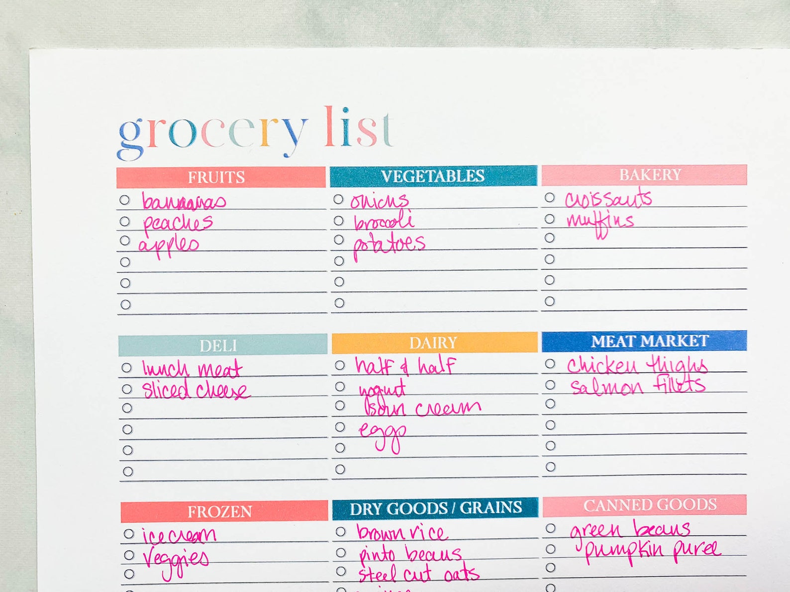 Printable Monthly Meal Planner and Grocery List Menu Planner - Etsy