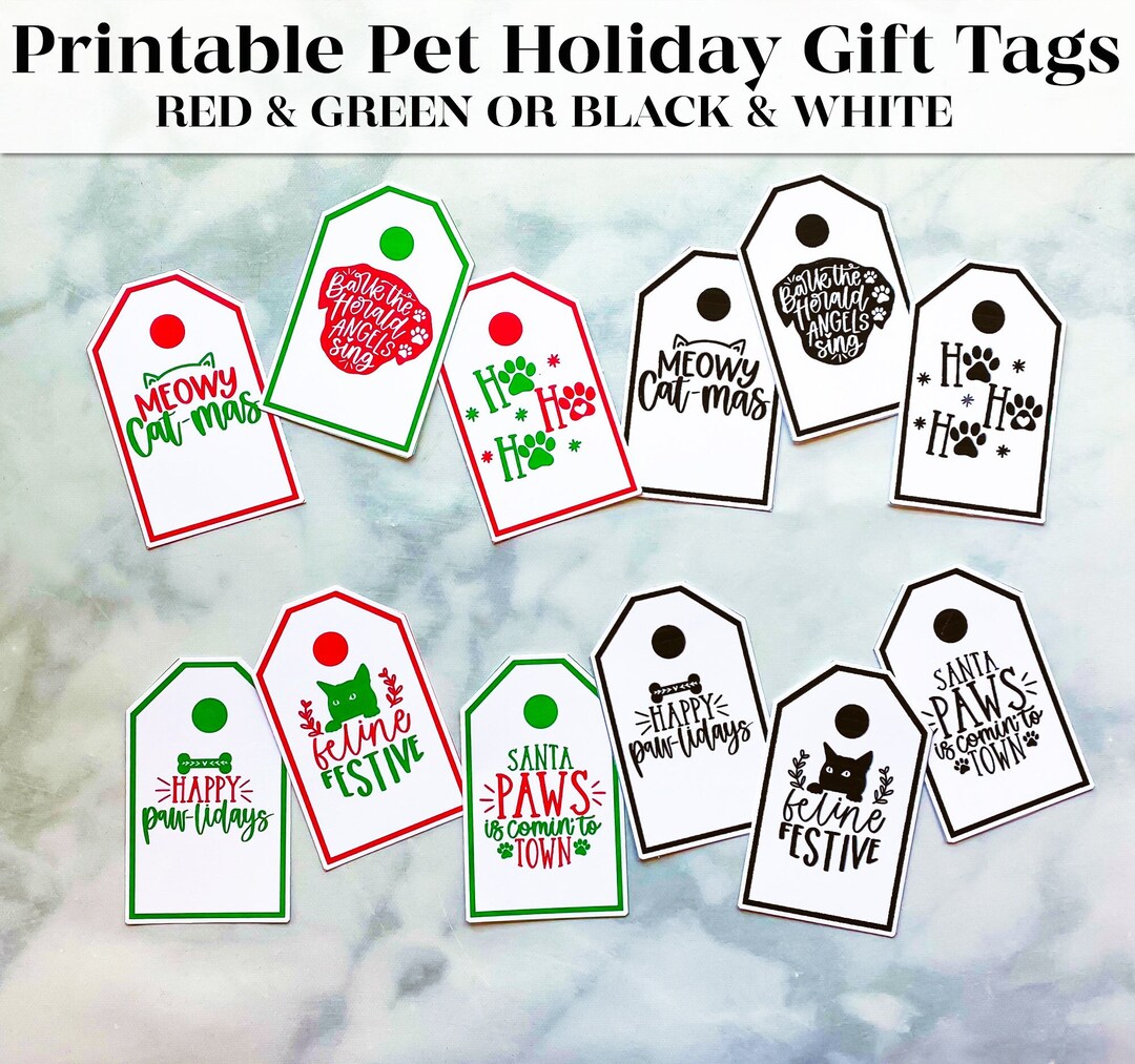 Pet Gift Tags | Printable Christmas Tags for Pet Gifts | Holiday Gift ...