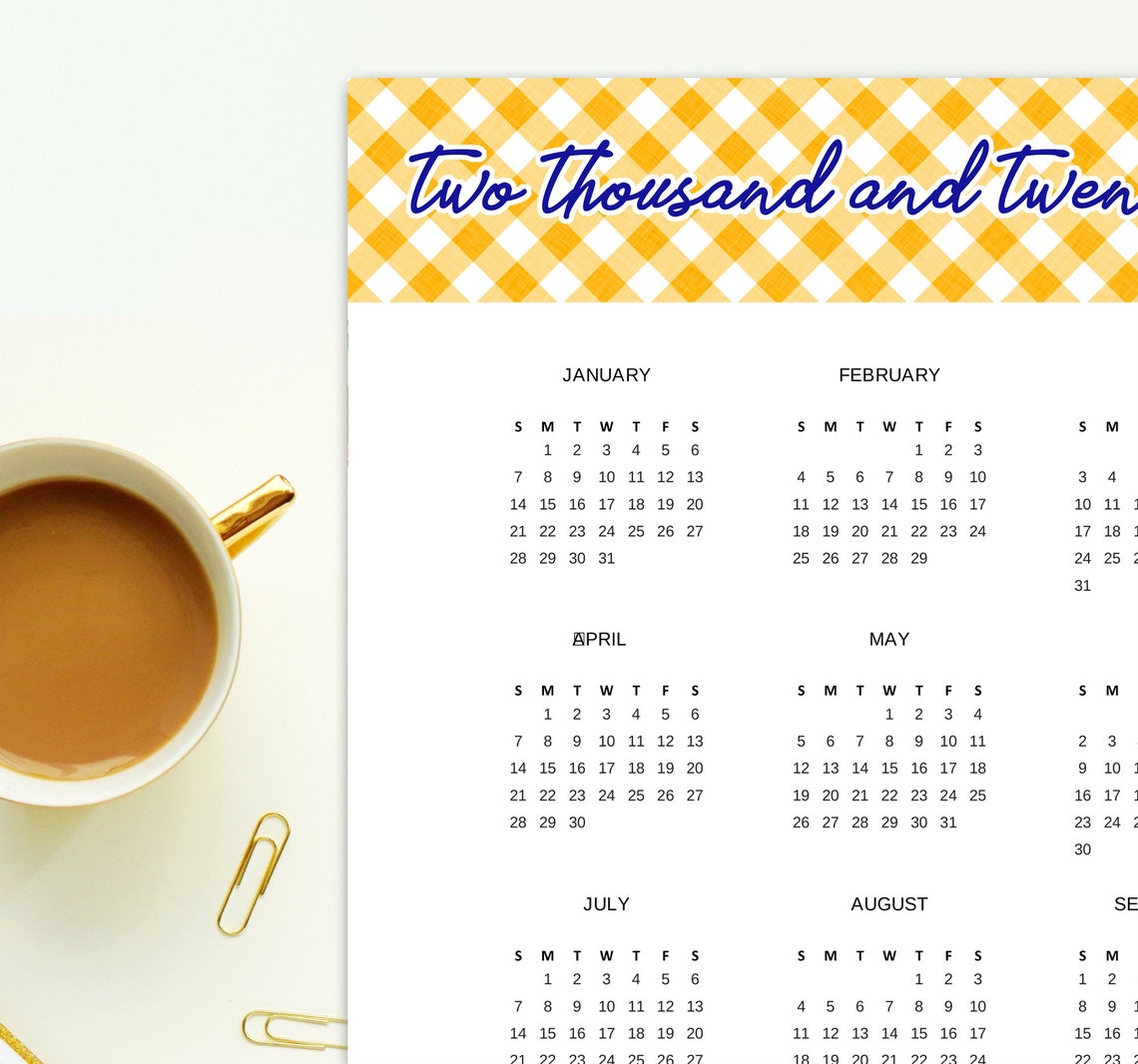 Preppy Gingham 2024 Calendar Printable | At-a-glance Calendar | 2024 ...