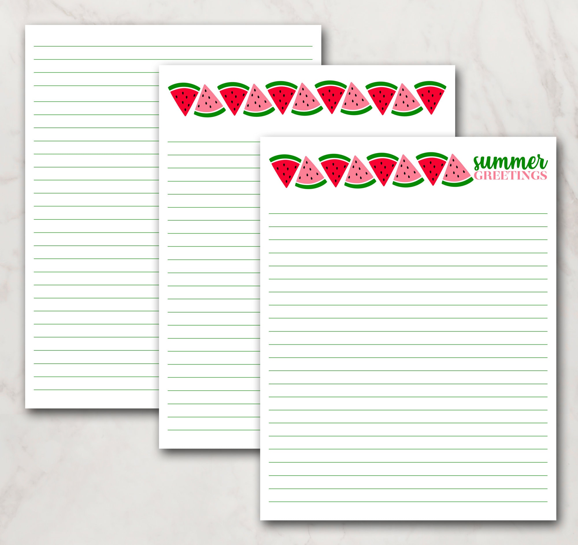 Watermelon Lined Stationery Printables | Summer Stationery | Printable ...