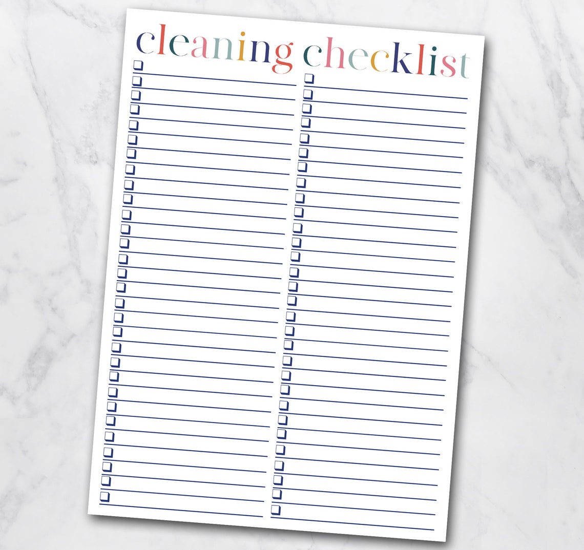 Printable Cleaning Checklist | Blank List With Check Boxes | Cleaning ...