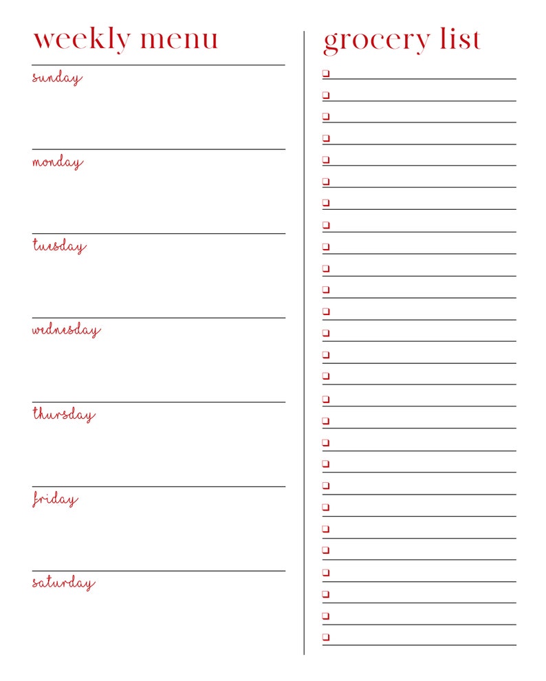 Printable Weekly Meal Plan | Meal Planner Printable | Menu Planner ...