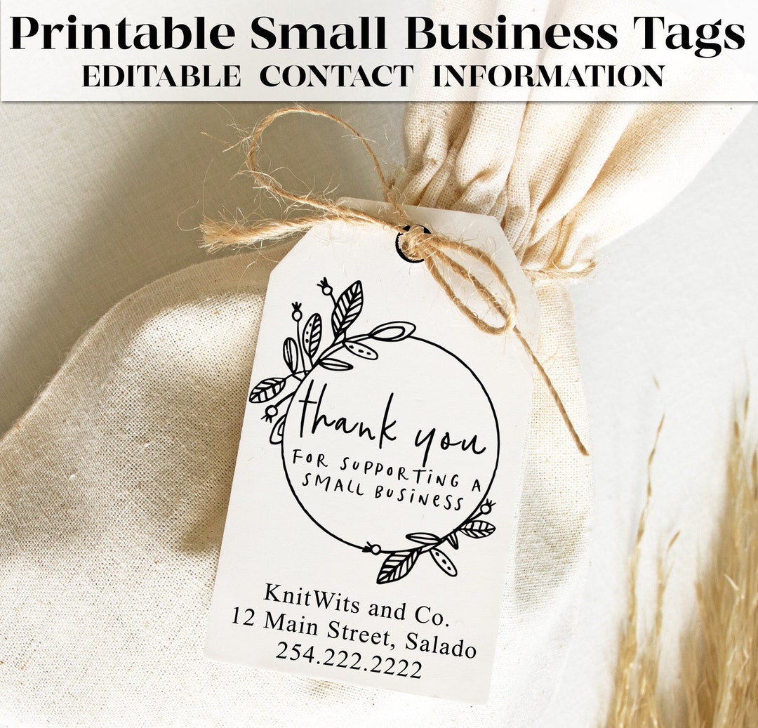 Small Business Thank You Tag Printables | Editable Template for ...