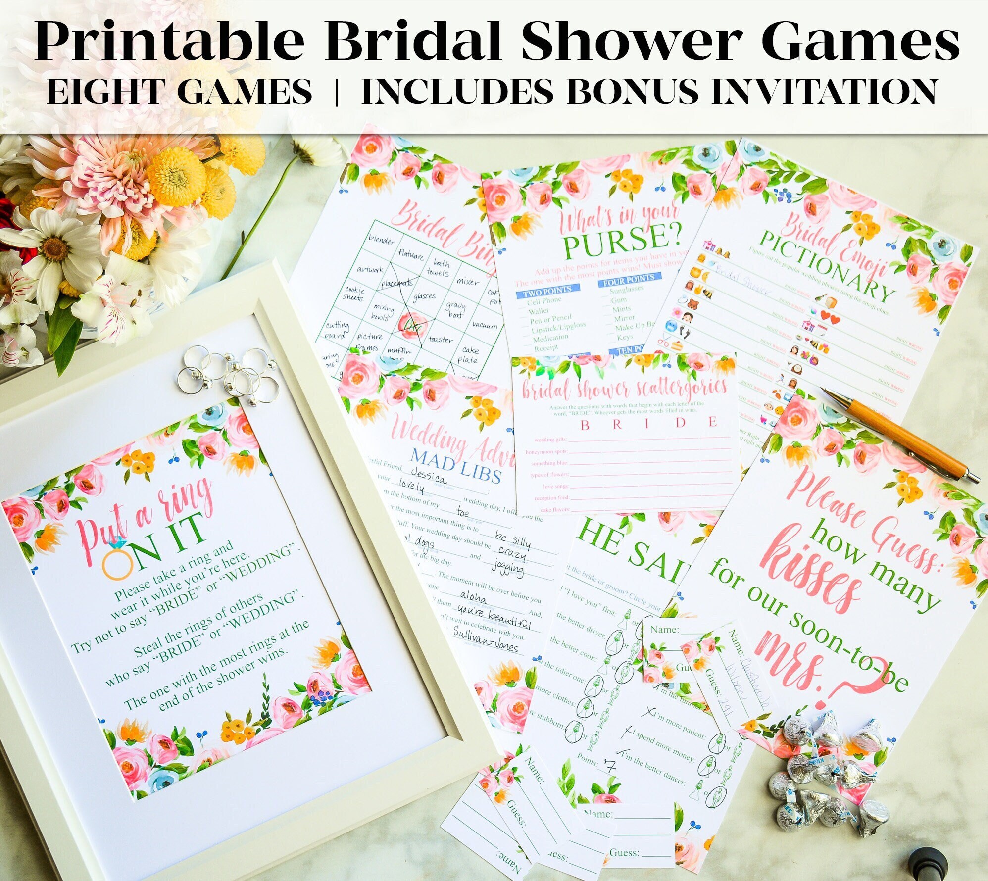 Printable Bridal Shower Bundle | Bridal Shower Games + Editable ...