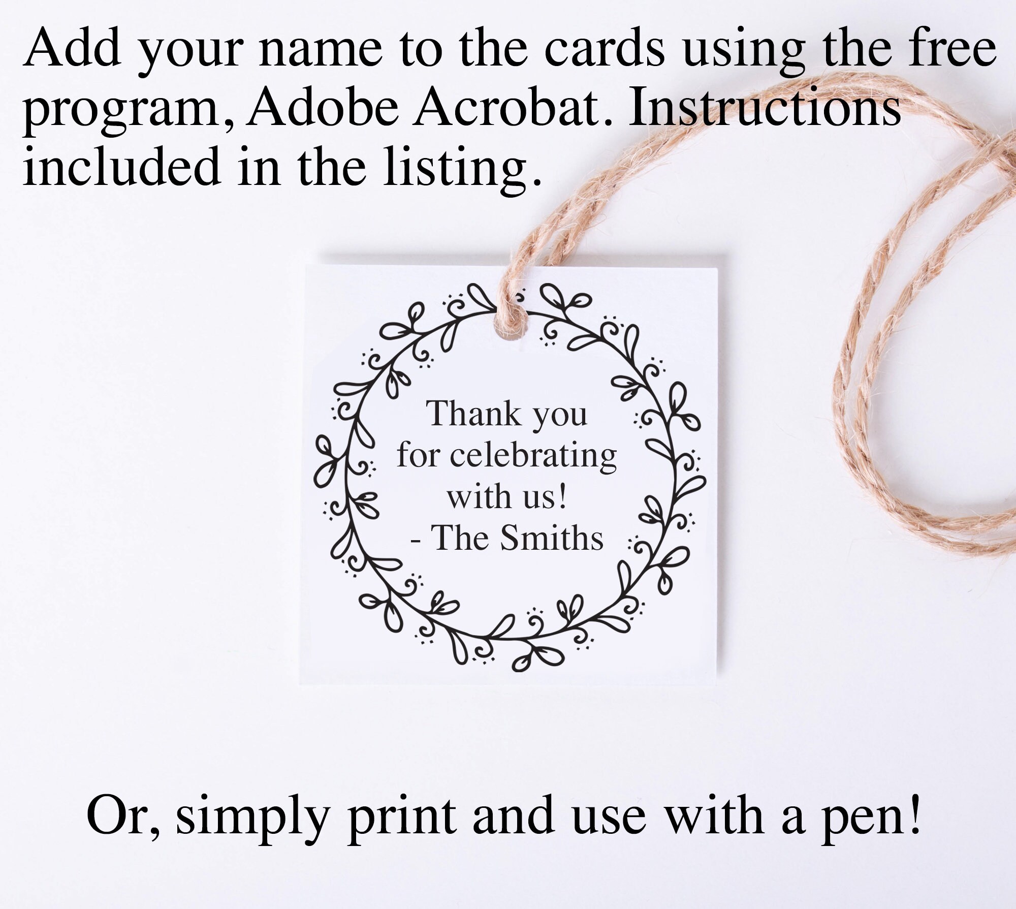 Printable Present Tag | Editable PDF Gift Tag | Favor Tags | Commercial ...