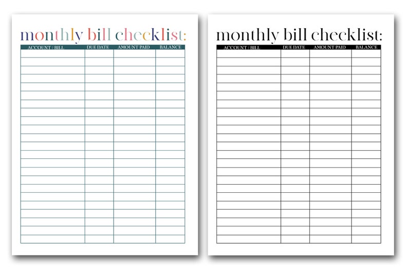 Monthly Bill Tracker Printable | Budget Sheet | Bill Planner | Budget ...