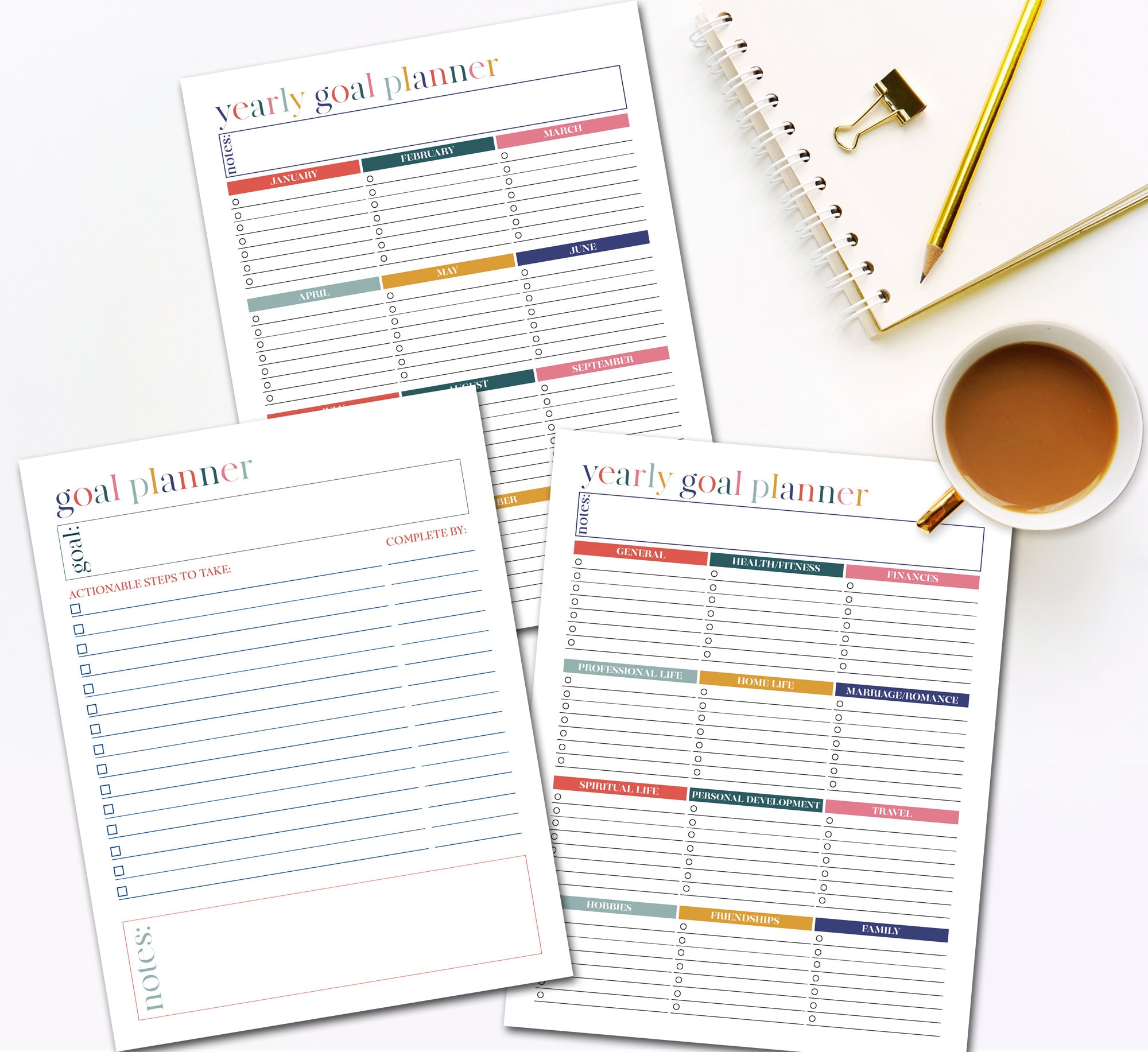 Editable & Printable Yearly Goal Planner Habit Tracker Goal Planner ...