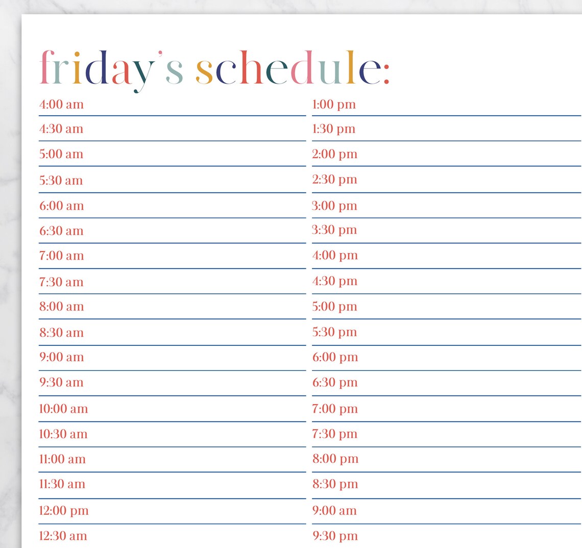 Printable Daily Planner | Days of the Week Blank Calendar Printables ...