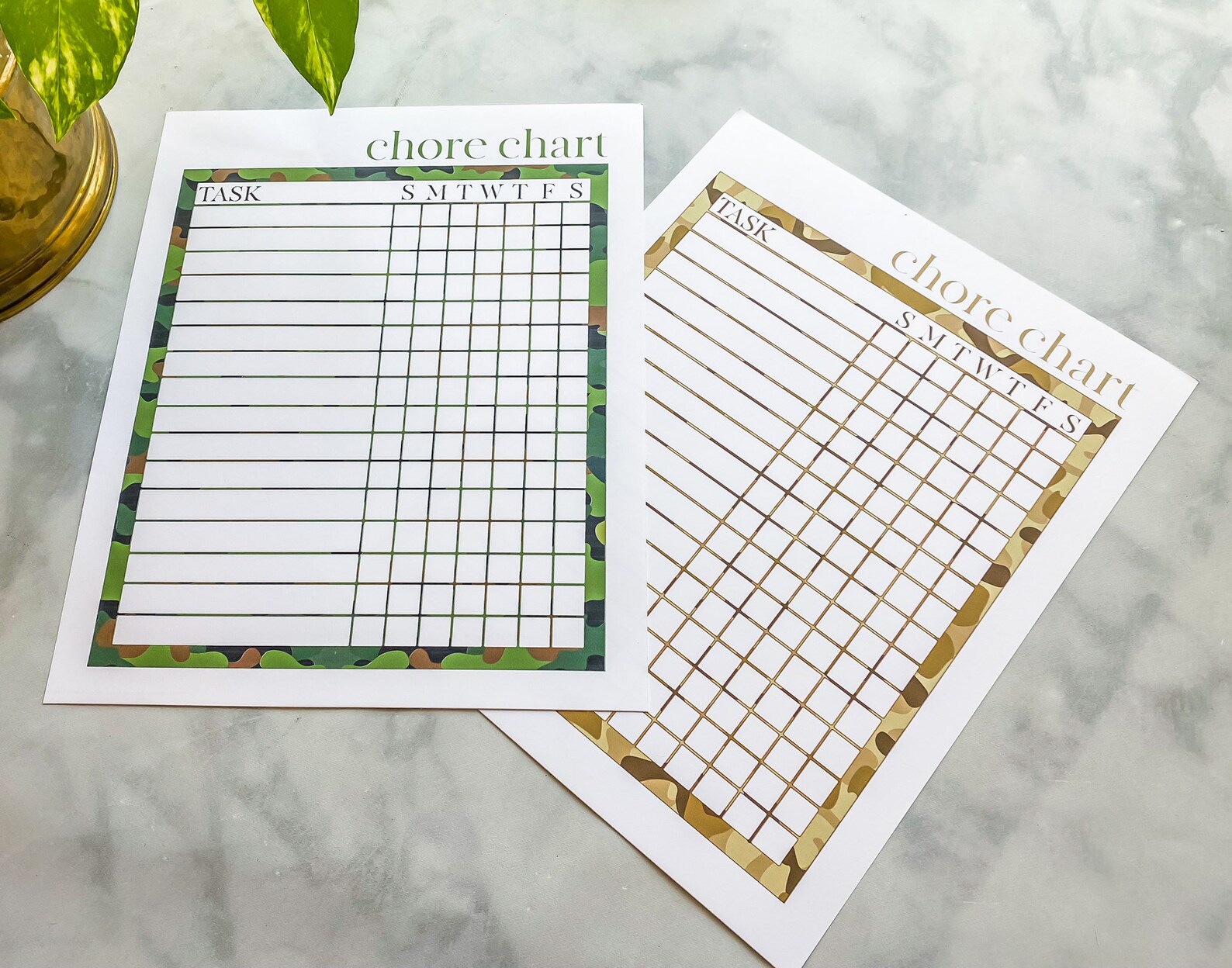 Printable Camo Chore Charts | Kids Chore Chart | Responsibility Chart ...