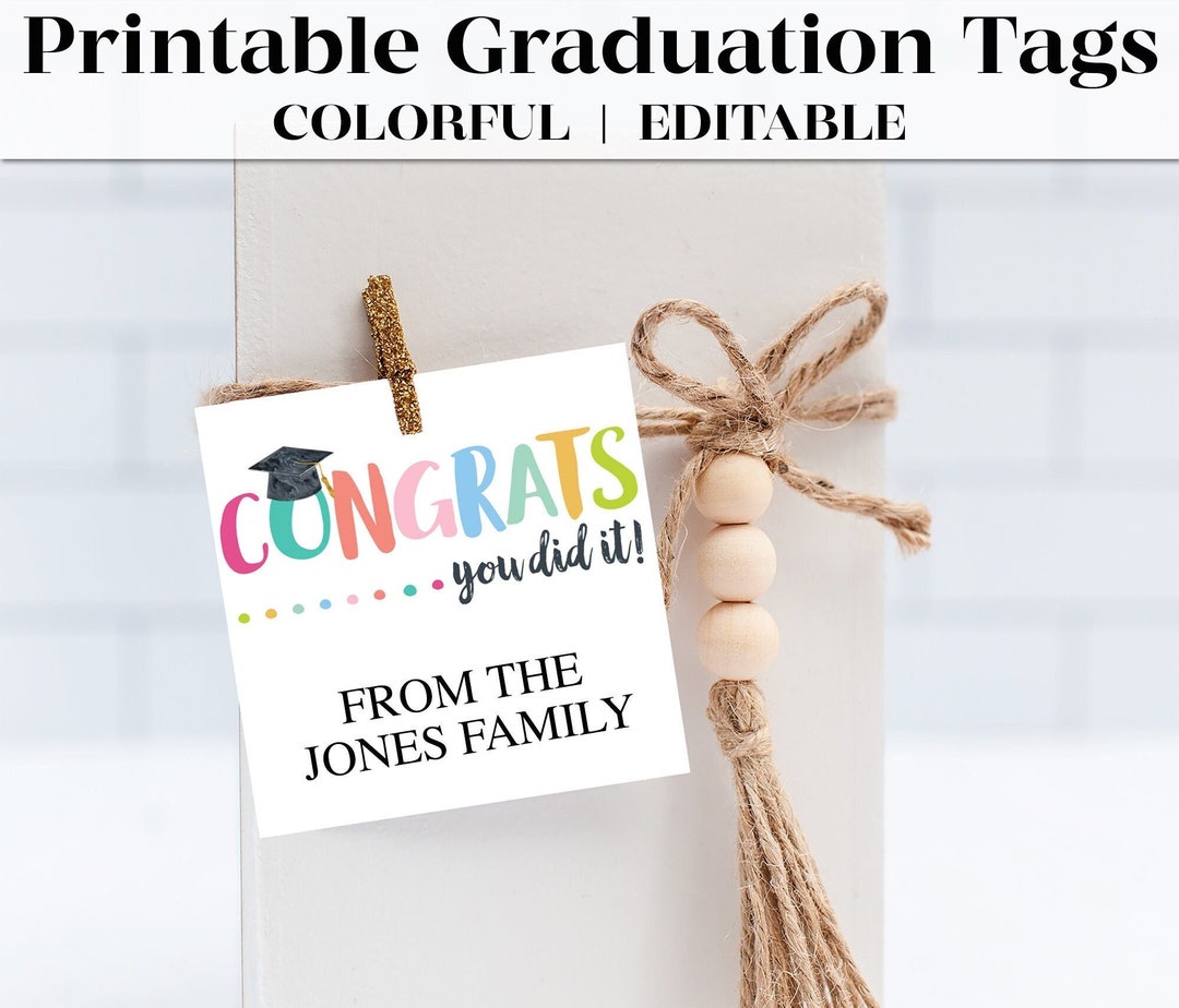 Printable Grad Party Tags | Editable Graduation Tags | Class of 2023 ...