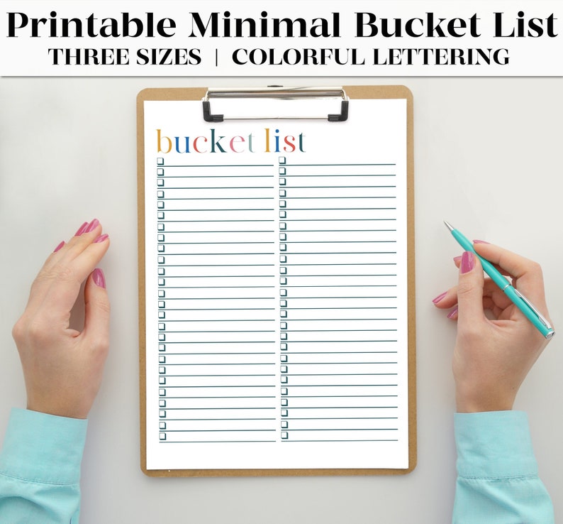 Bucket List Printable | Instant Download | A4-a5-letter-sized PDF ...