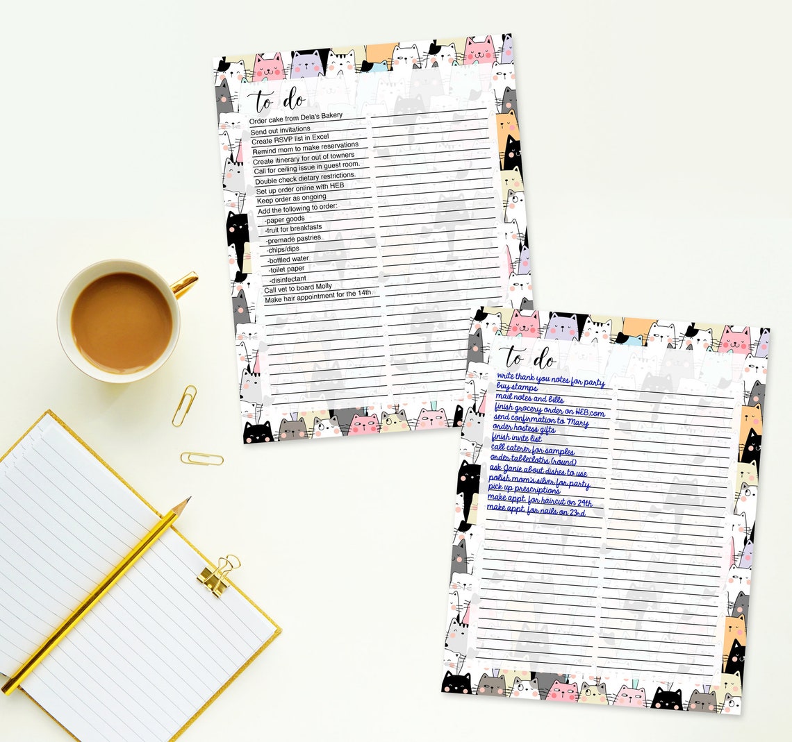 Editable and Printable to Do List for Cat Lover | Digital Download | to ...