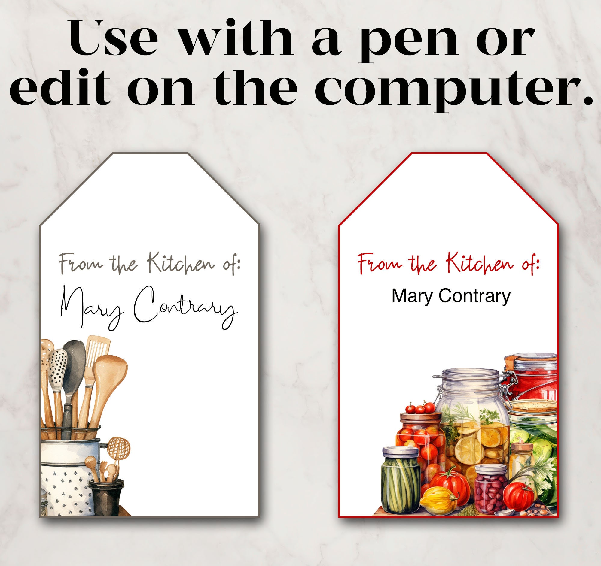 Printable FROM THE KITCHEN of Labels | Baking Labels Hang Tags ...