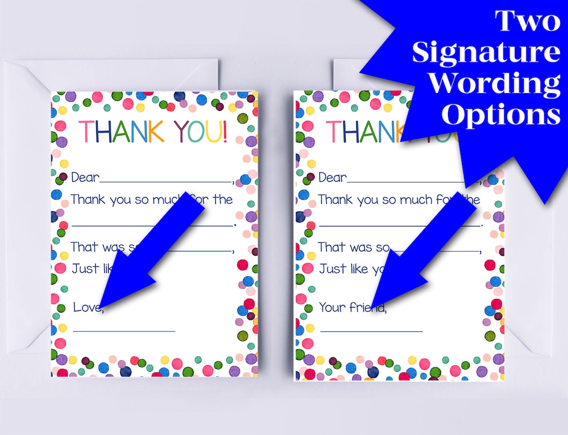 Fill-in-the-blank Thank You Cards Printable for Kids | Thank You Notes ...
