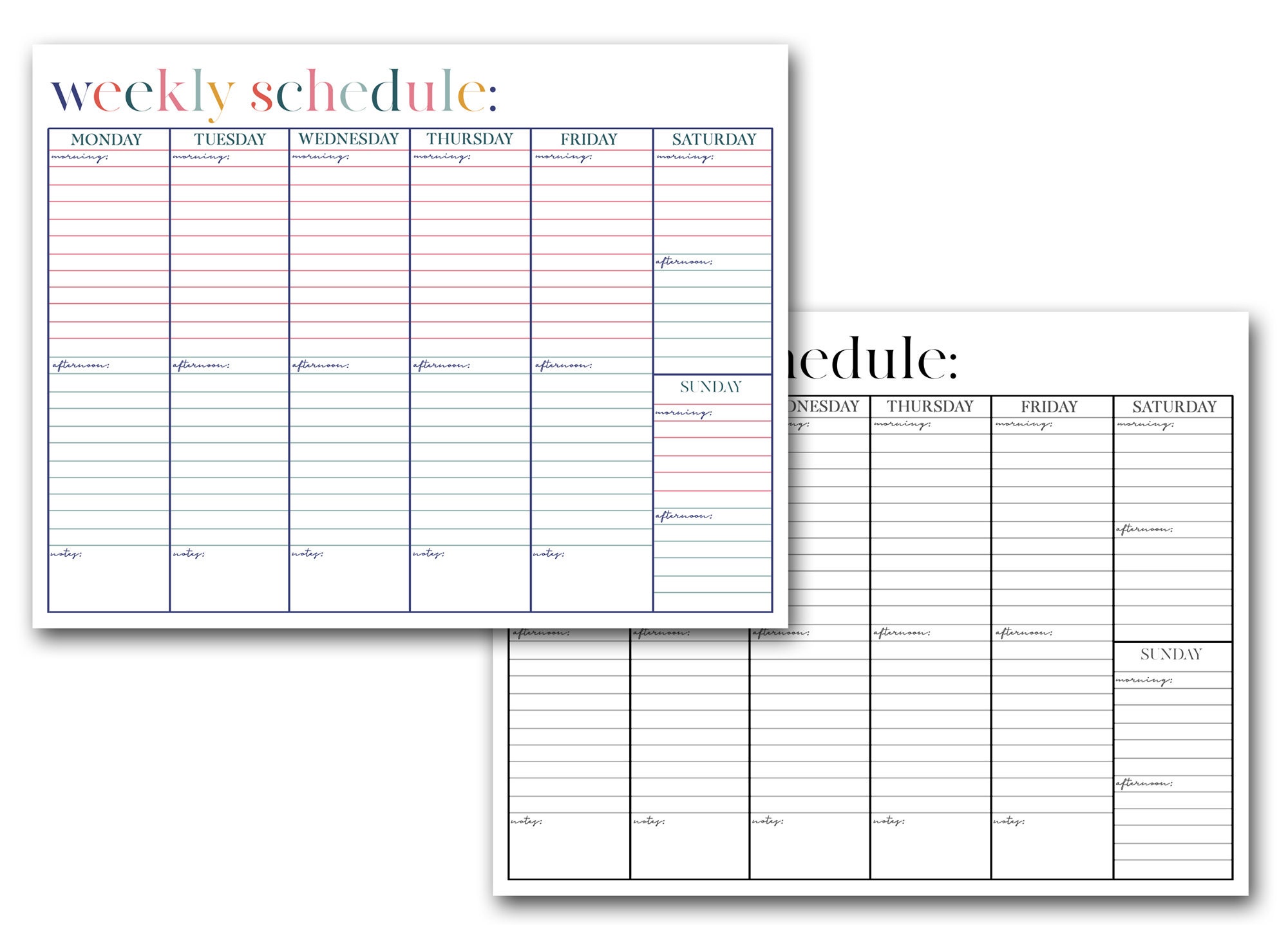 Weekly Schedule Printable | Blank Calendar | Calendar Planner | Desk ...