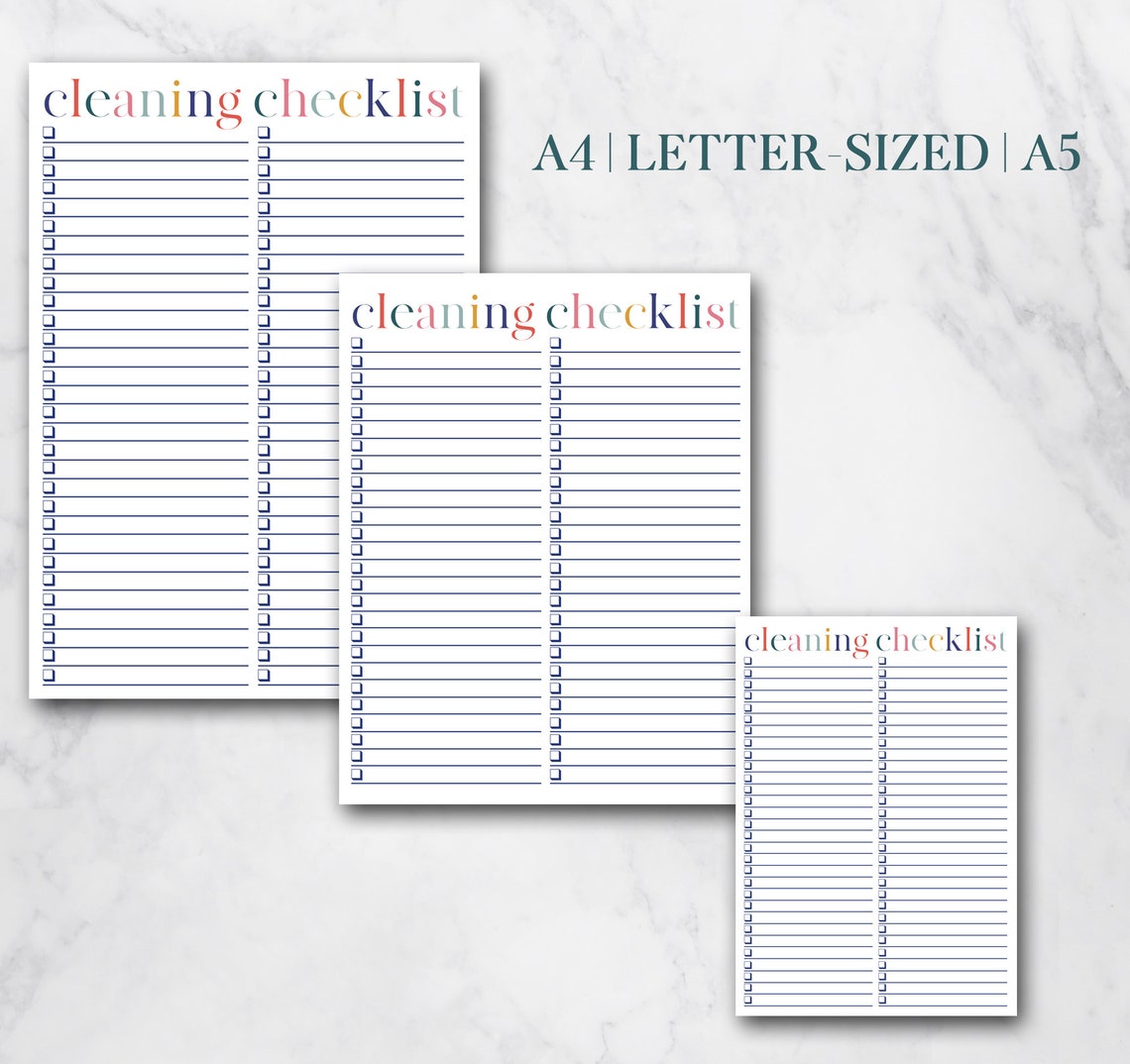 Printable Cleaning Checklist | Blank List With Check Boxes | Cleaning ...