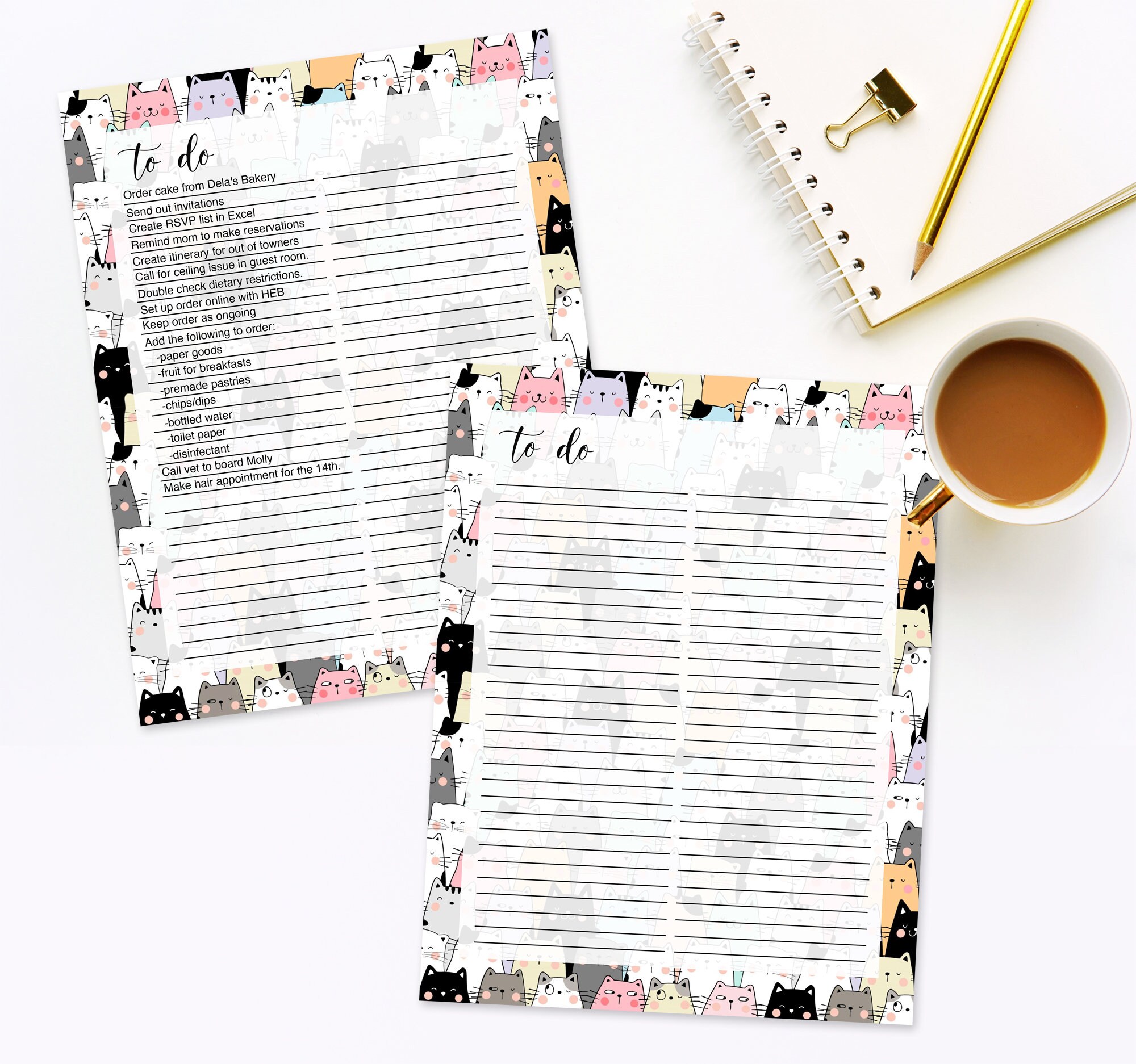 Editable and Printable to Do List for Cat Lover | Digital Download | to ...