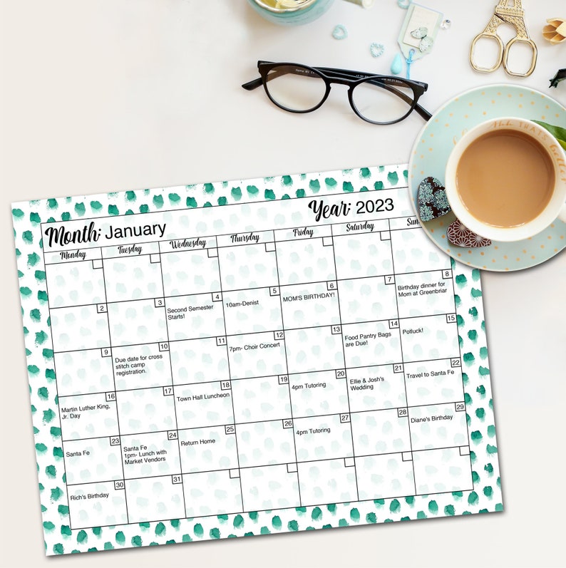 Editable & Printable Blank Calendar Pages | Perpetual Calendar ...