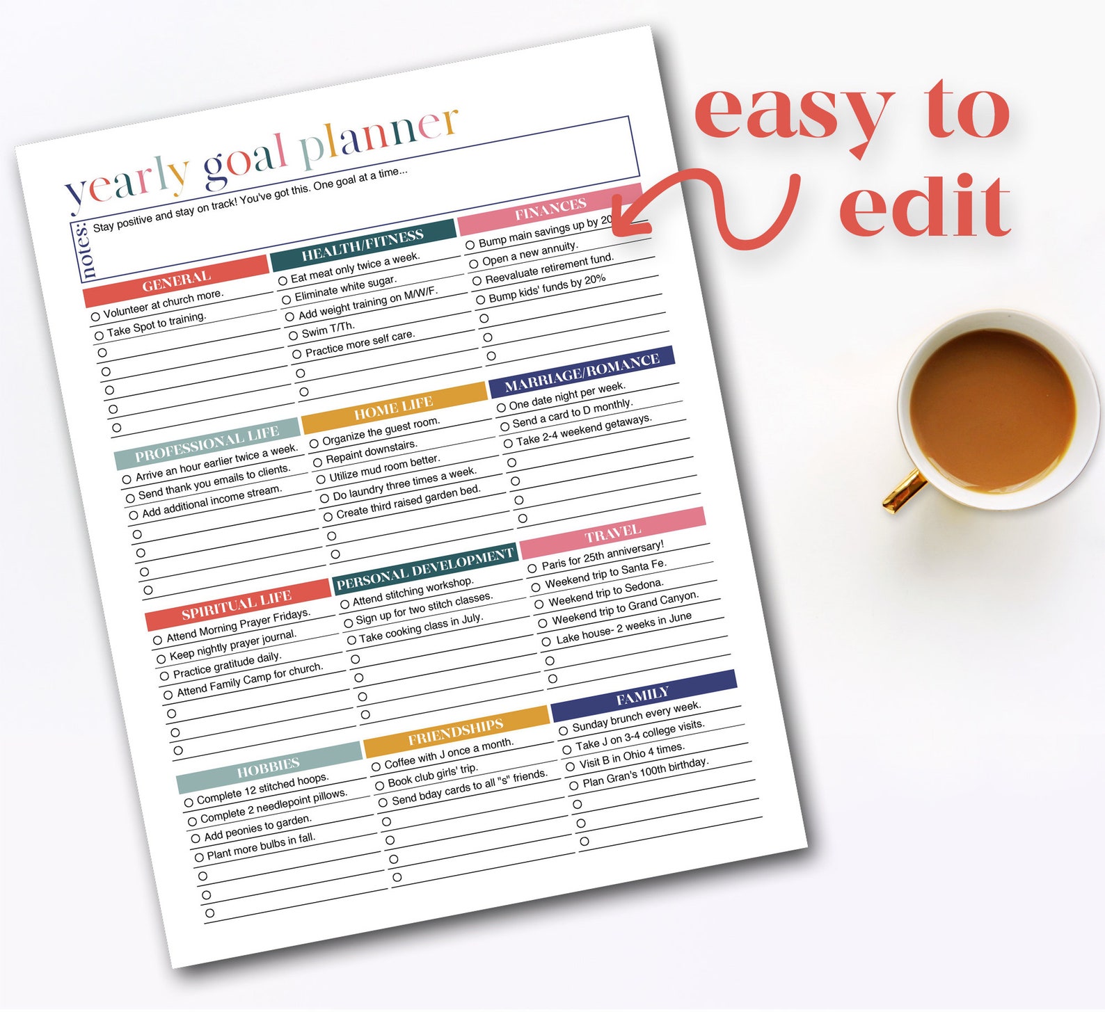 Editable & Printable Yearly Goal Planner | Habit Tracker | Goal Planner ...